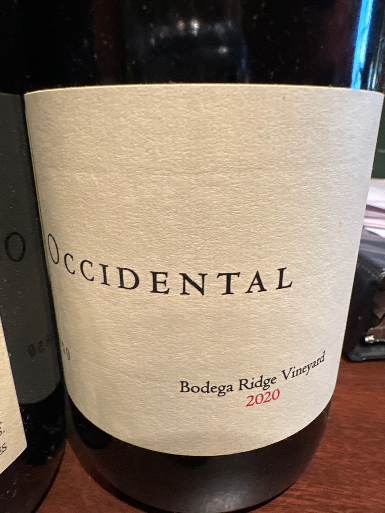 2020 Occidental Pinot Noir Bodega Ridge, USA, California, Sonoma County ...