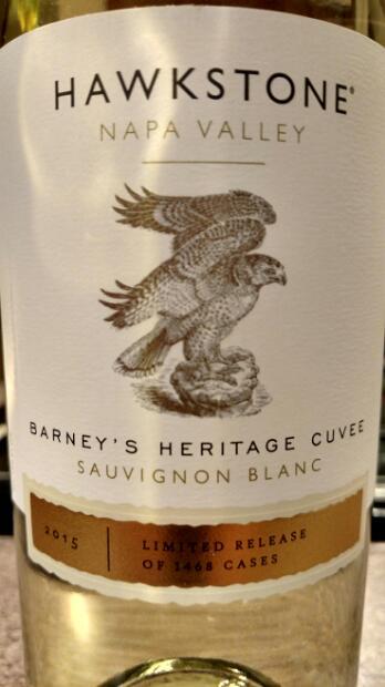 2015 Hawkstone Vineyards Sauvignon Blanc Barney's Heritage Cuvee, USA ...