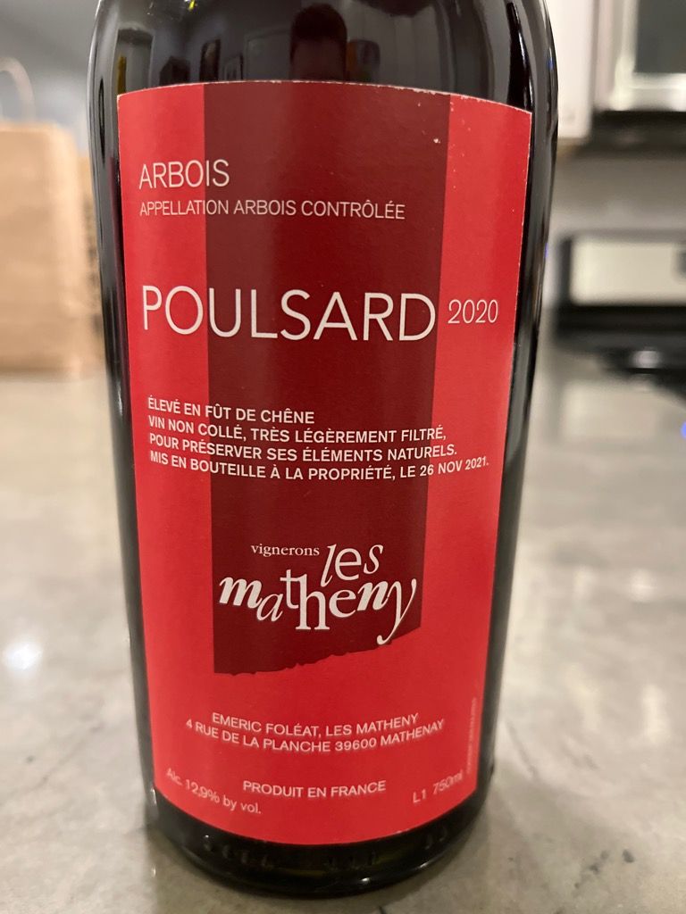 2020 Les Mathény Poulsard Arbois, France, Jura, Arbois - CellarTracker