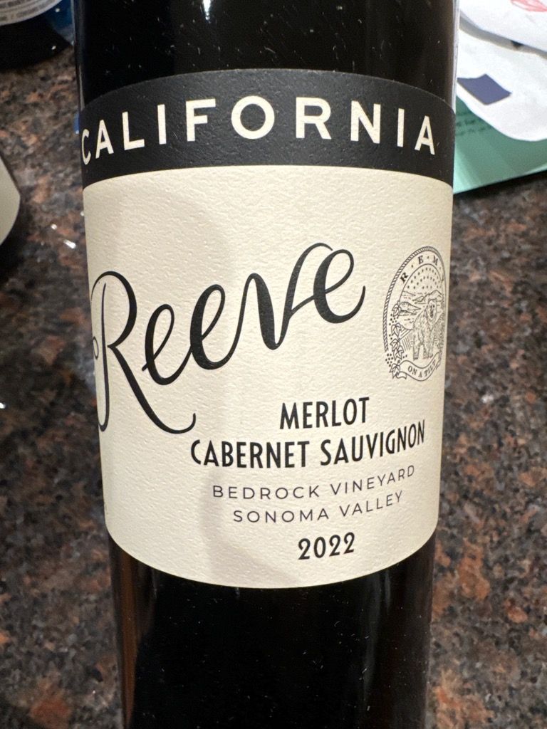 2023 Reeve Wines Merlot - Cabernet Sauvignon Bedrock Vineyard, USA ...