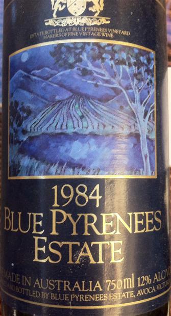 1984 Blue Pyrenees Estate Cabernet Sauvignon, Australia, Victoria ...