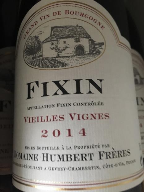 2014 Domaine Humbert Frères Fixin, France, Burgundy, Côte de Nuits ...