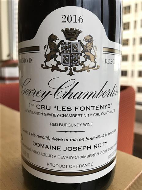 2016 Domaine Joseph Roty Gevrey-Chambertin 1er Cru Fontenys, France ...