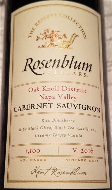 2017 Rosenblum Cellars Cabernet Sauvignon The Reserve Collection, USA ...