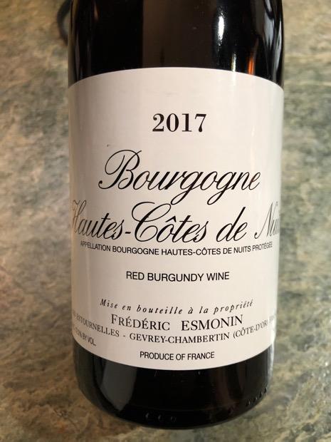 2017 Frederic Esmonin Bourgogne Hautes-Côtes de Nuits, France, Burgundy ...