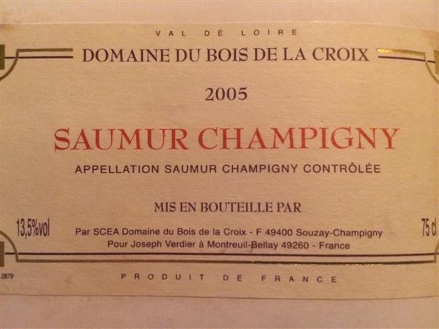 2005 Joseph Verdier Saumur-Champigny bois de la croix, France, Loire ...