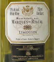 2005 Marqués de Riscal Rueda Limousin Reserva, Spain, Castilla y León ...