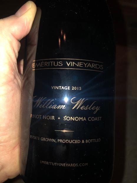 2015 Emeritus Vineyards Pinot Noir William Wesley, USA, California ...