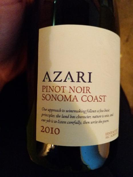 2010 Azari Winery Pinot Noir, USA, California, Sonoma County, Sonoma ...