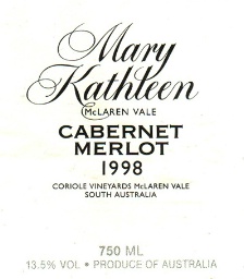 1998 Coriole Cabernet-Merlot Mary Kathleen Reserve, Australia, South ...