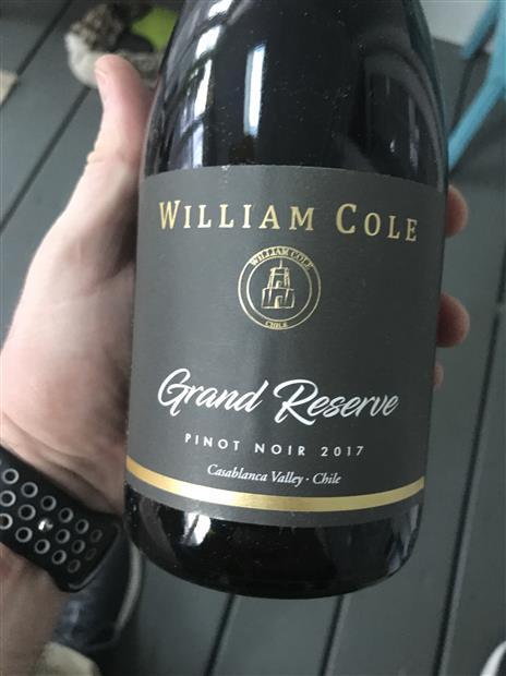 2017 William Cole Vineyards Pinot Noir, Chile, Casablanca Valley ...