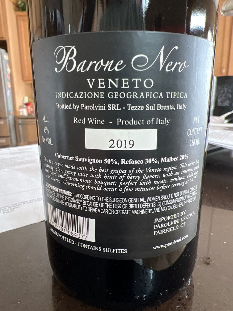 2019 Parolvini Barone Nero, Italy, Veneto, Veneto IGT - CellarTracker
