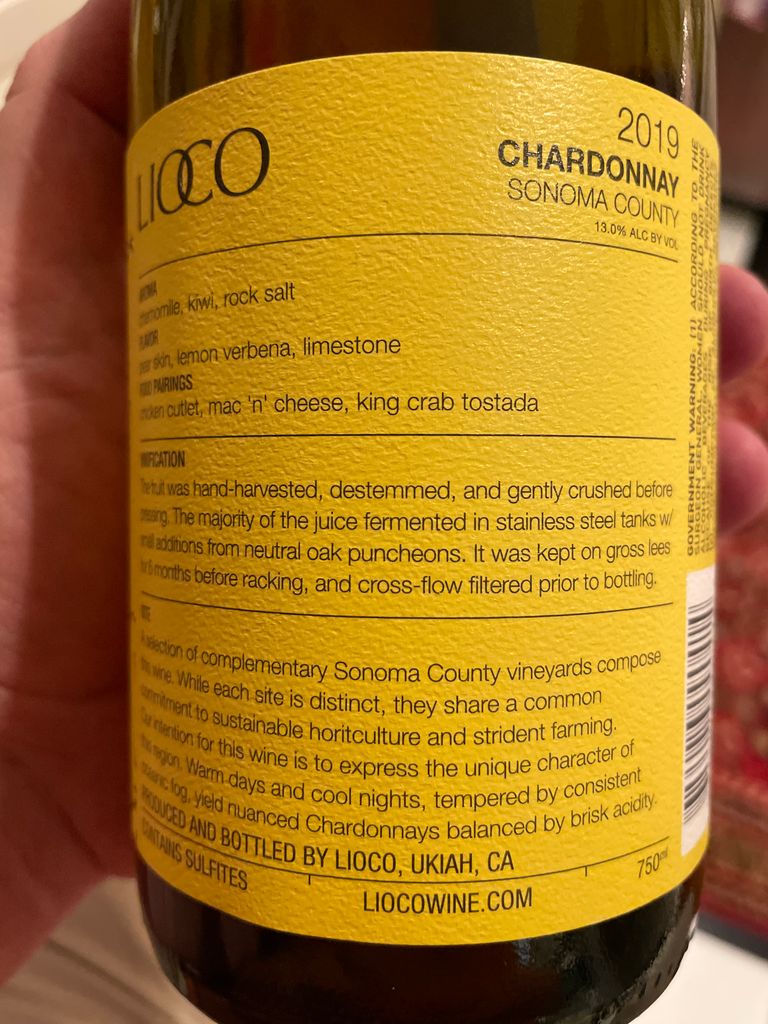 2019 Lioco Chardonnay Sonoma County, USA, California, Sonoma County ...