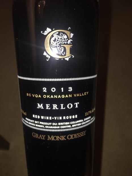 2013 Gray Monk Estate Winery Merlot Odyssey, Canada, British Columbia ...