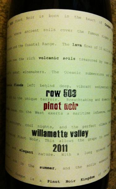 2011 Row 503 Pinot Noir, USA, Oregon, Willamette Valley - CellarTracker