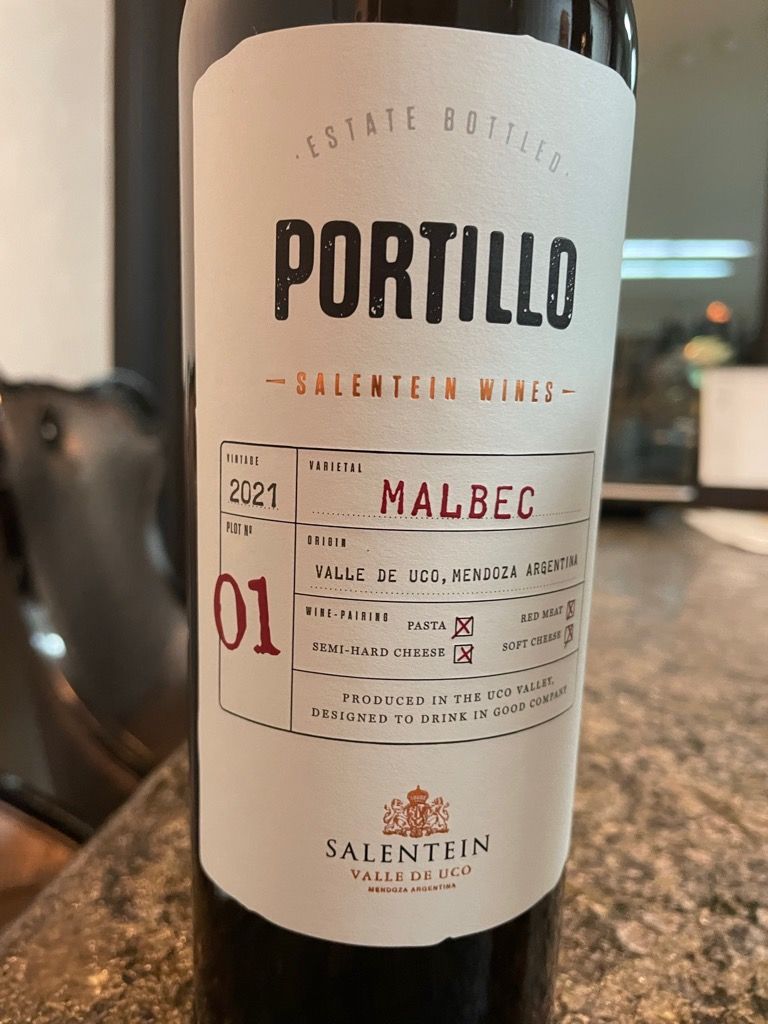 2021 Bodegas Salentein Malbec El Portillo, Argentina, Mendoza, Valle de ...