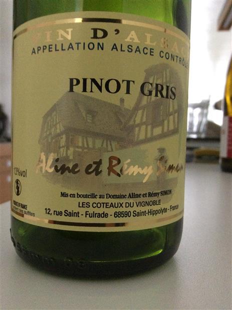 2017 Aline et Rémy Simon Pinot Gris, France, Alsace - CellarTracker