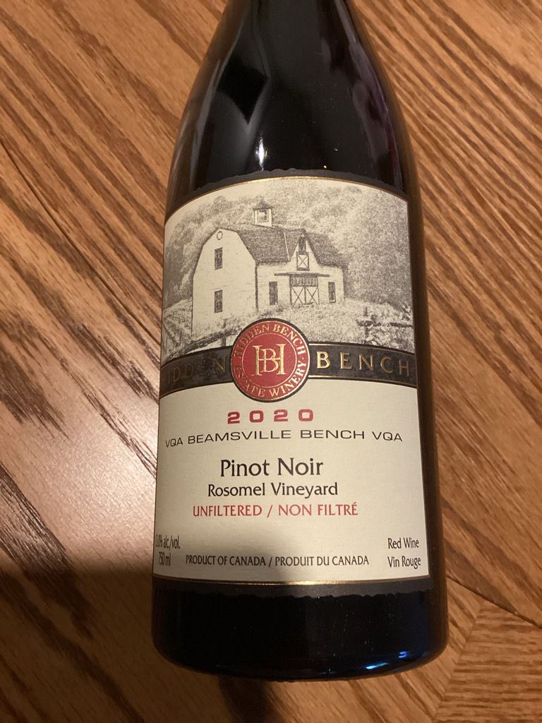 2020 Hidden Bench Pinot Noir Rosomel Vineyard, Canada, Ontario, Niagara ...