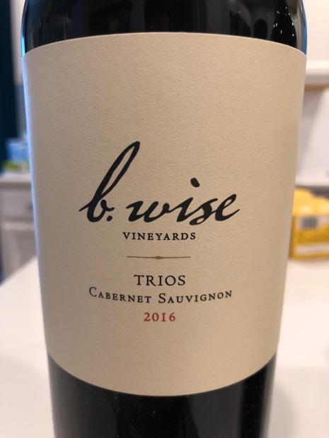 2016 B. Wise Vineyards Cabernet Sauvignon Trios, USA, California ...