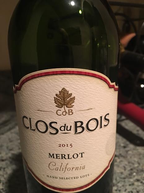 2015 Clos du Bois Merlot North Coast, USA, California, North Coast ...