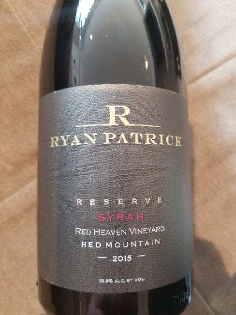 2019 Ryan Patrick Vineyards Syrah, USA, Washington, Columbia Valley ...