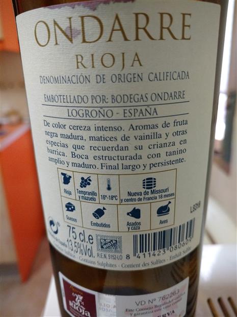 2014 Bodegas Ondarre Rioja Reserva - CellarTracker