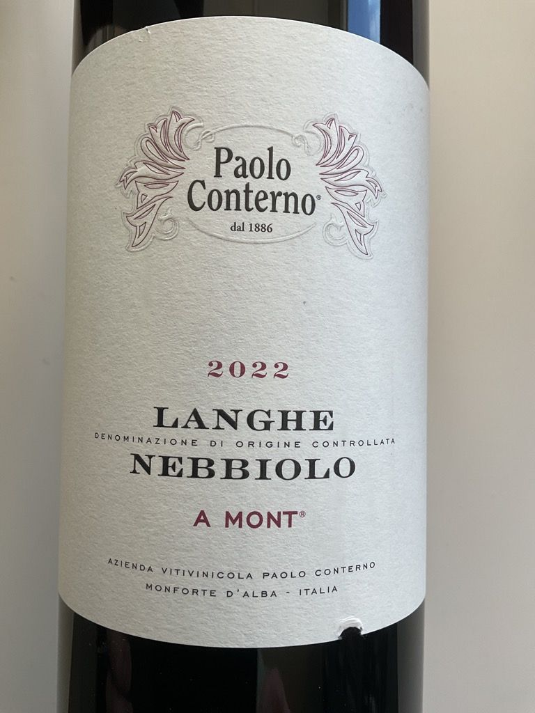 2022 Paolo Conterno Langhe Nebbiolo A Mont, Italy, Piedmont, Langhe ...