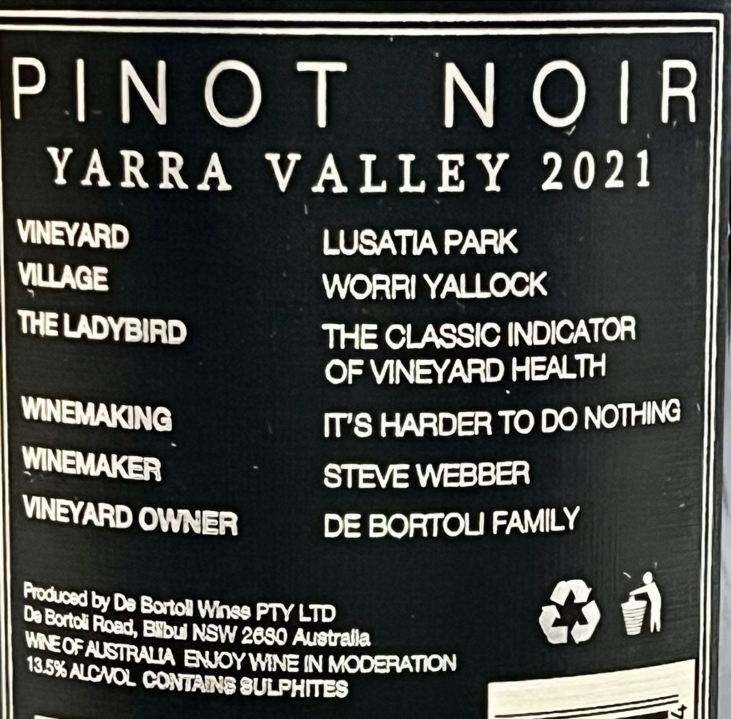2021 De Bortoli Pinot Noir Riorret Lusatia Park Vineyard, Australia, Victoria, Port Phillip ...