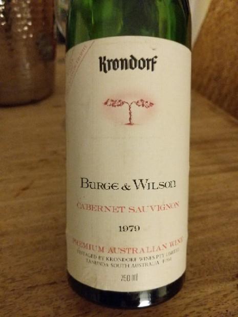 1979 Krondorf Cabernet Sauvignon Burge and Wilson Barossa, Australia ...