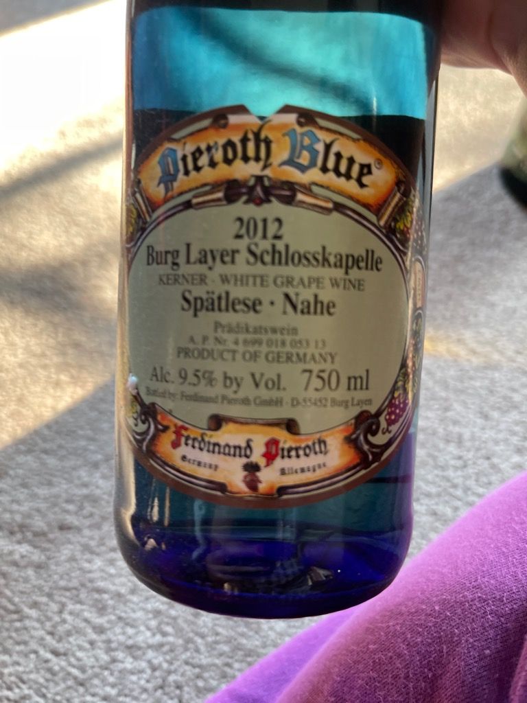 2011 Ferdinand Pieroth Burg-Layer Schloßkapelle Bacchus Pieroth Blue ...