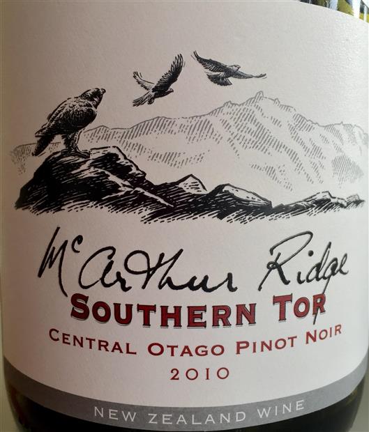 2010 McArthur Ridge Pinot Noir, New Zealand, South Island, Otago ...