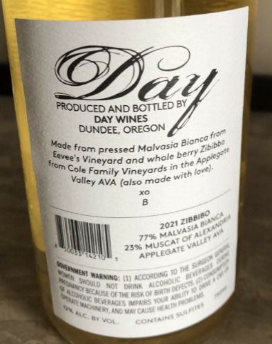2021 Day Wines Zibbibo, USA, Oregon, Southern Oregon, Applegate Valley ...