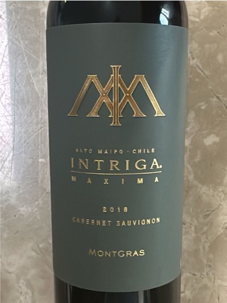 2018 MontGras Cabernet Sauvignon Intriga Maxima, Chile, Maipo Valley ...