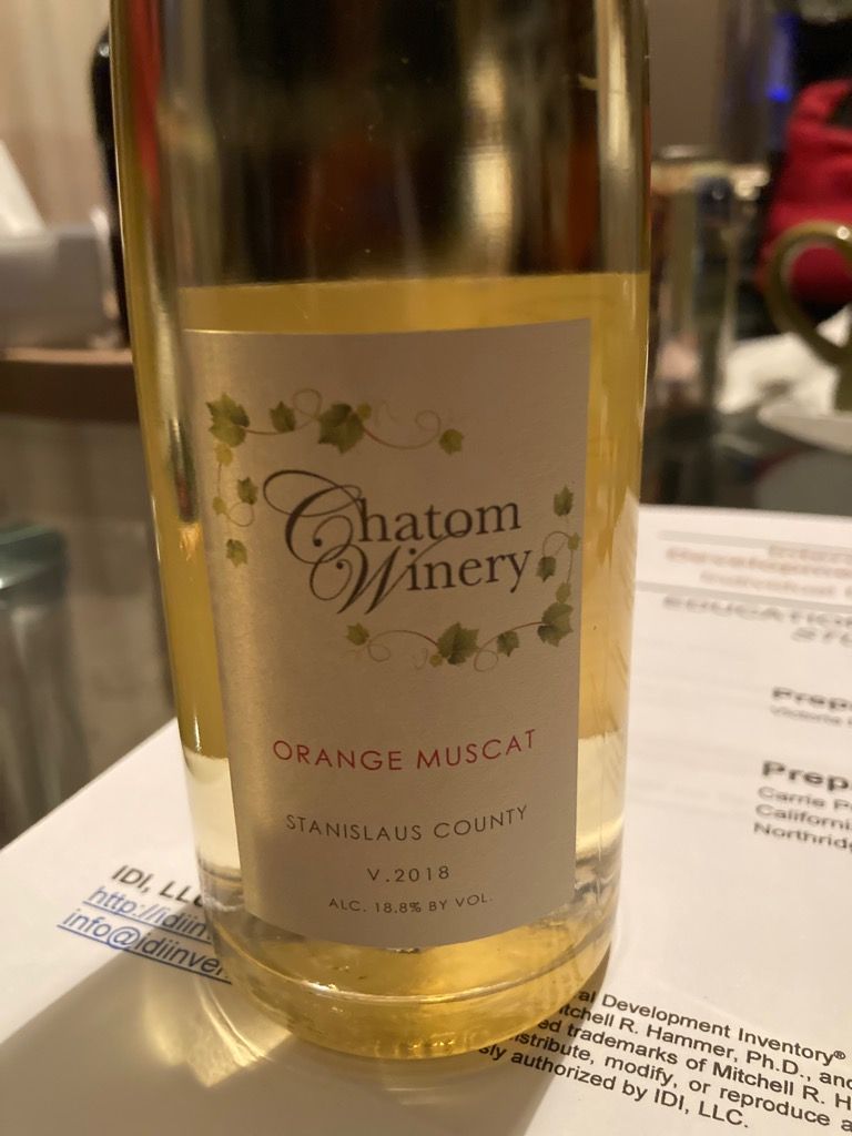 2018 Chatom Winery Orange Muscat, USA, California, Sierra Foothills ...