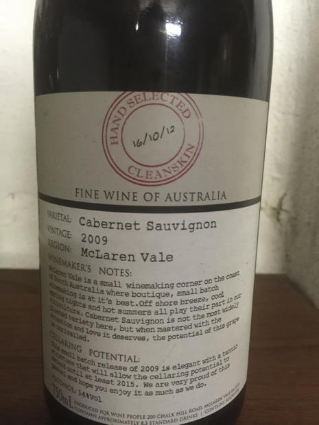 2007 Cleanskin Cabernet Sauvignon McLaren Vale Hand Select, Australia ...