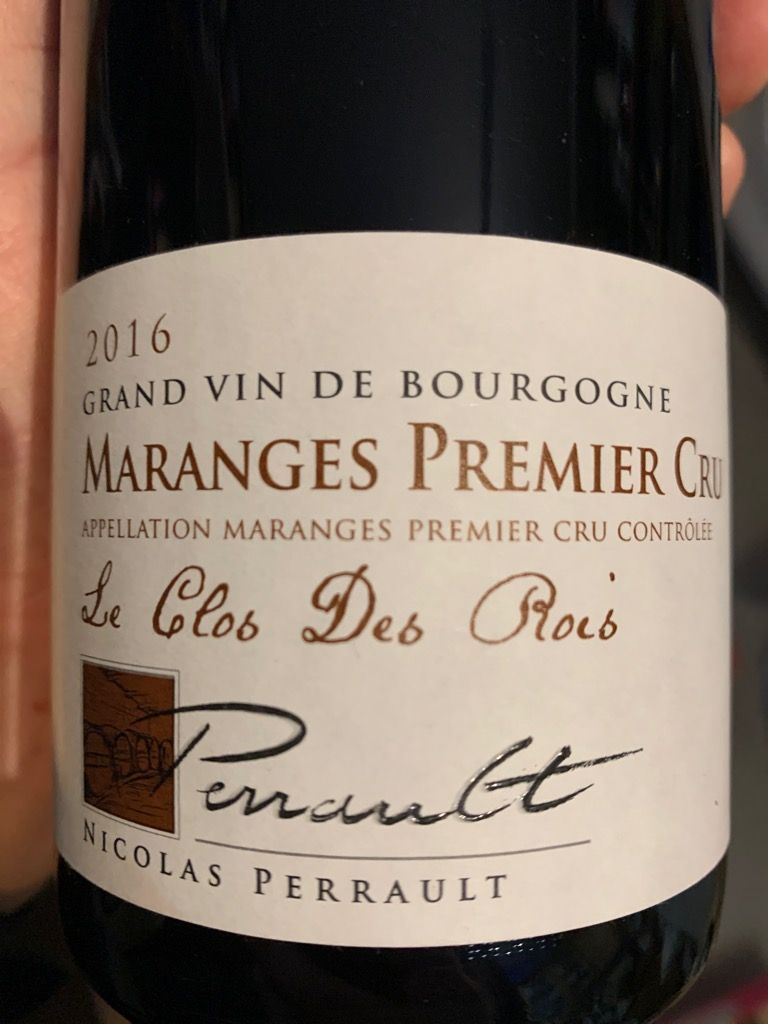2016 Nicolas Perrault Maranges 1er Cru Le Clos des Rois, France ...