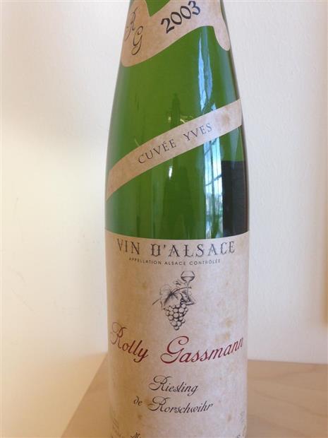 2003 Rolly Gassmann Riesling Rorschwihr Cuvée Yves, France, Alsace ...