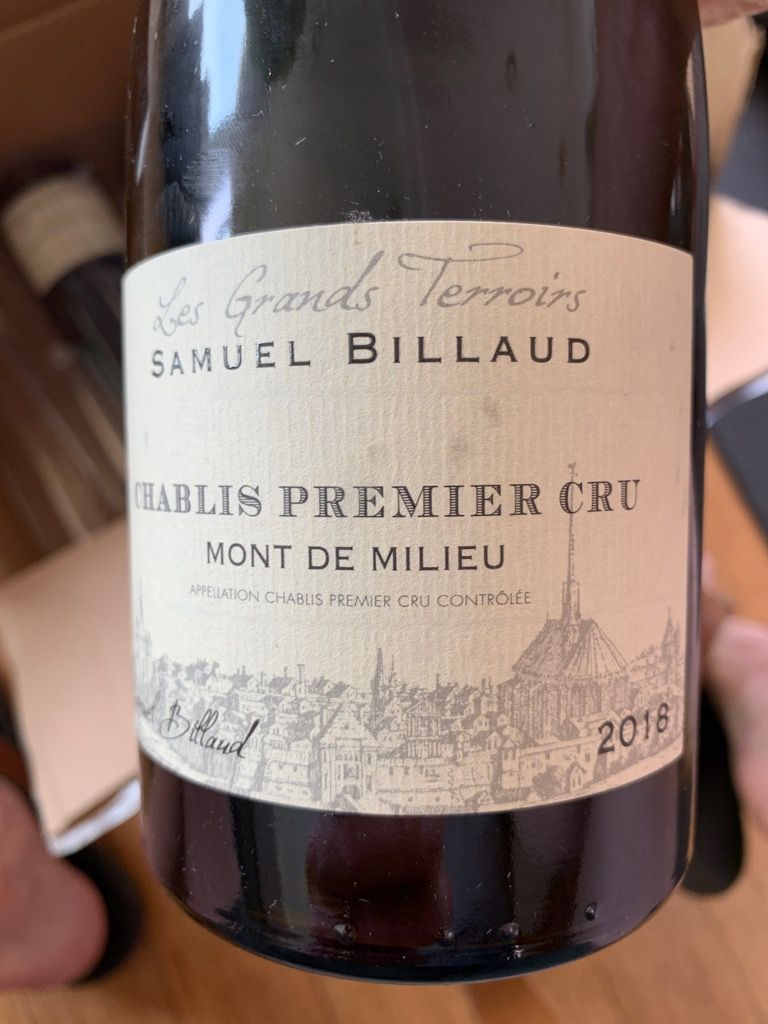 2018 Samuel Billaud Chablis 1er Cru Mont de Milieu, France, Burgundy ...
