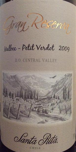 2009 Viña Santa Rita Gran Reserva Malbec - Petit Verdot, Chile, Central ...