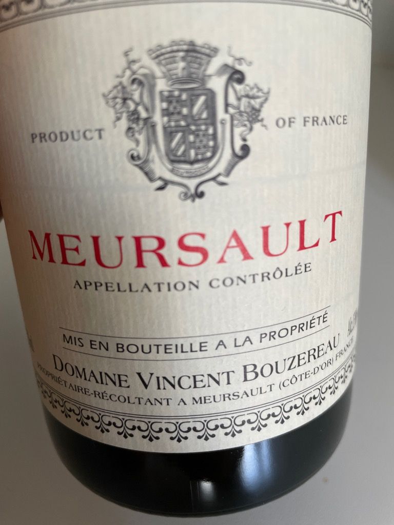 2018 Domaine Vincent Bouzereau Meursault, France, Burgundy, Côte de ...