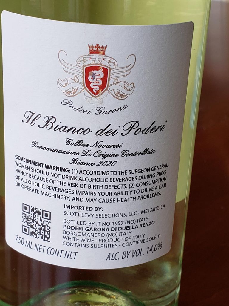 2020 Poderi Garona Colline Novaresi Fenrose, Italy, Piedmont, Northern ...