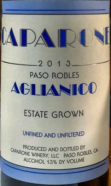 2013 Caparone Aglianico Paso Robles, USA, California, Central Coast ...