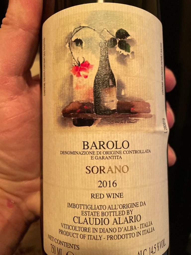 2016 Claudio Alario Barolo Sorano, Italy, Piedmont, Langhe, Barolo ...