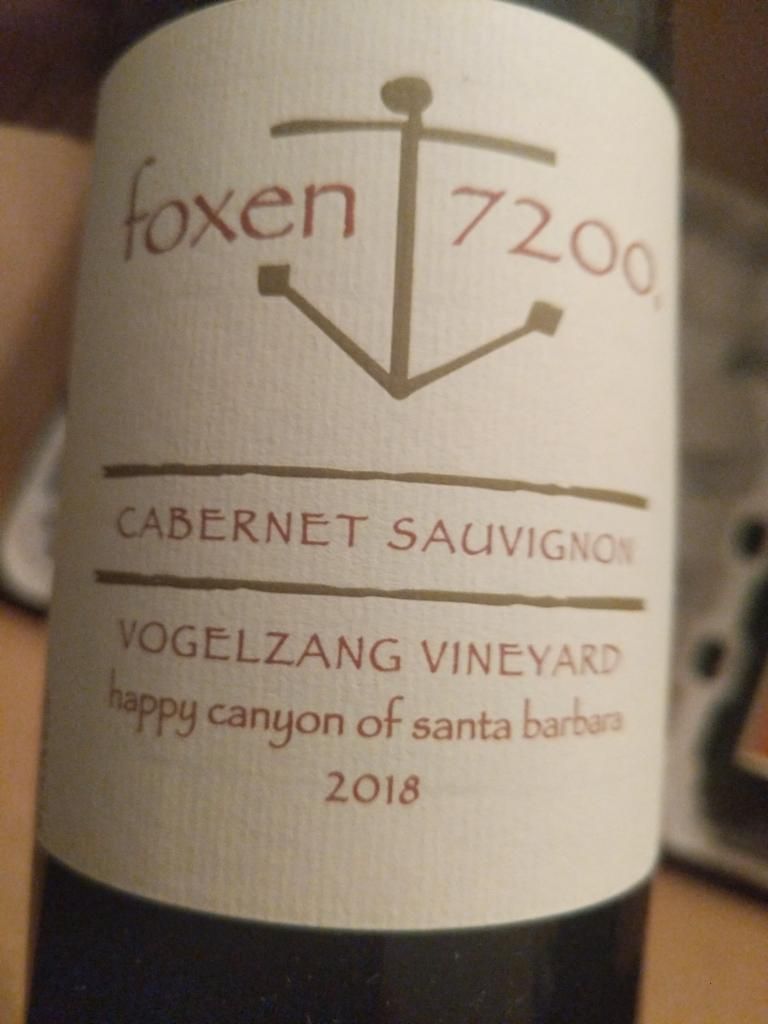 2018 Foxen Cabernet Sauvignon 7200 Vogelzang Vineyard, USA, California ...