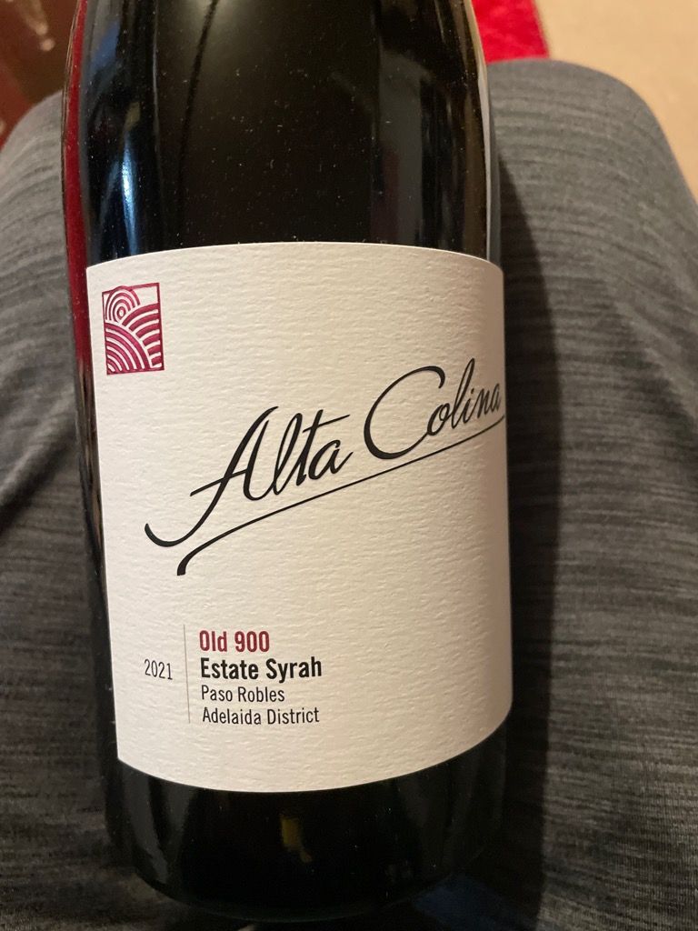 2021 Alta Colina Syrah Old 900, USA, California, Central Coast, Paso ...