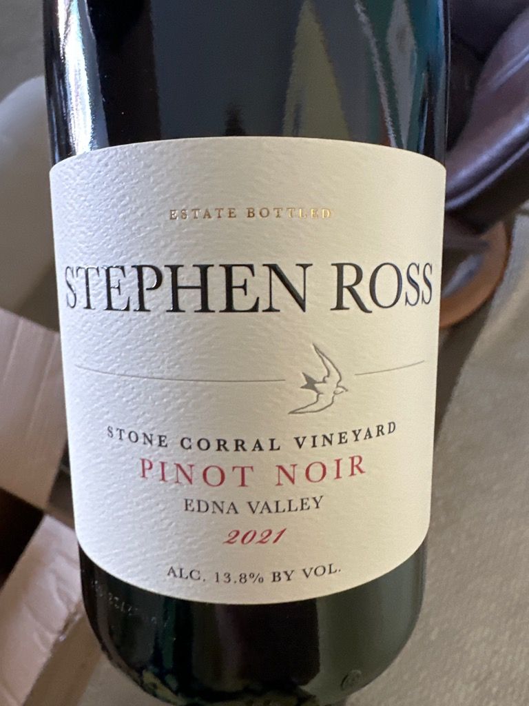 2020 Stephen Ross Pinot Noir Estate Stone Corral, USA, California ...