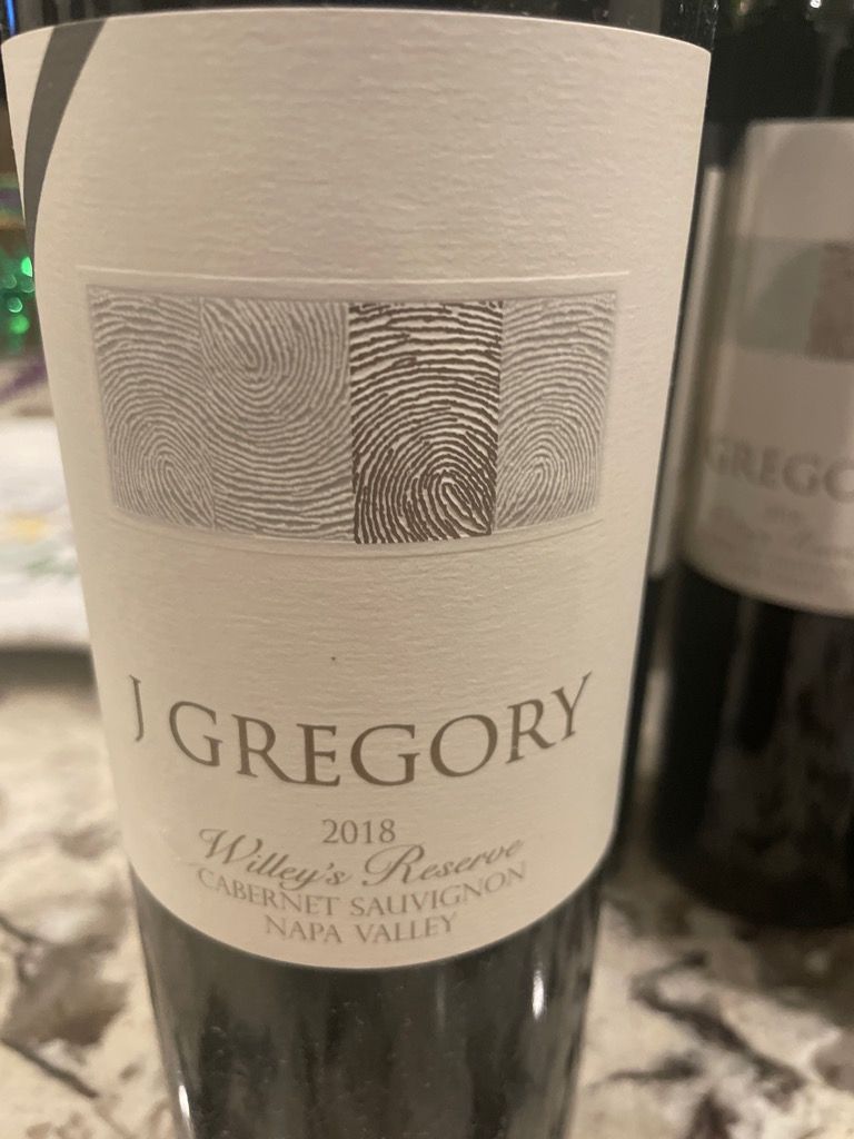 2018 J Gregory Cabernet Sauvignon Willey's Reserve, USA, California ...
