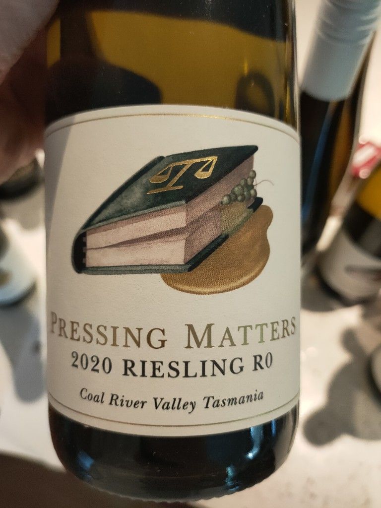 2020 Pressing Matters Riesling R0, Australia, Tasmania, Coal River ...