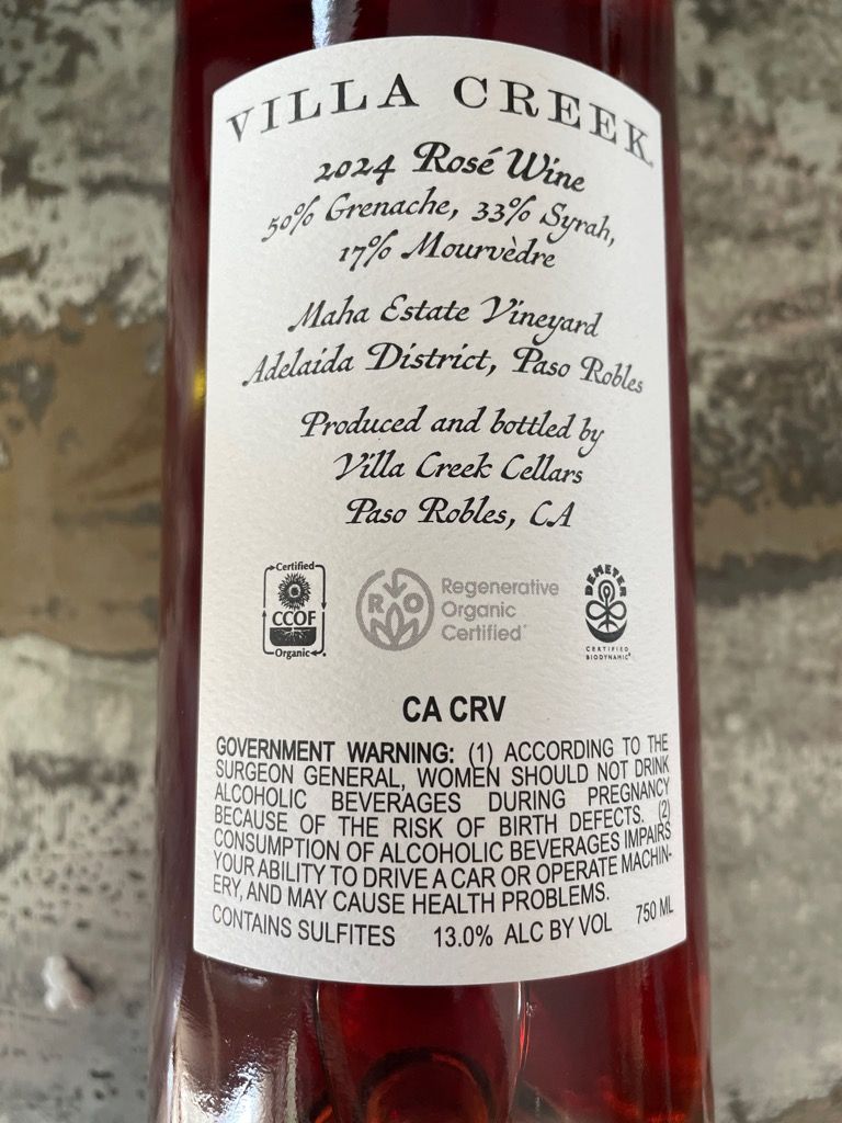 2023 Villa Creek Rosé, USA, California, Central Coast, Paso Robles ...