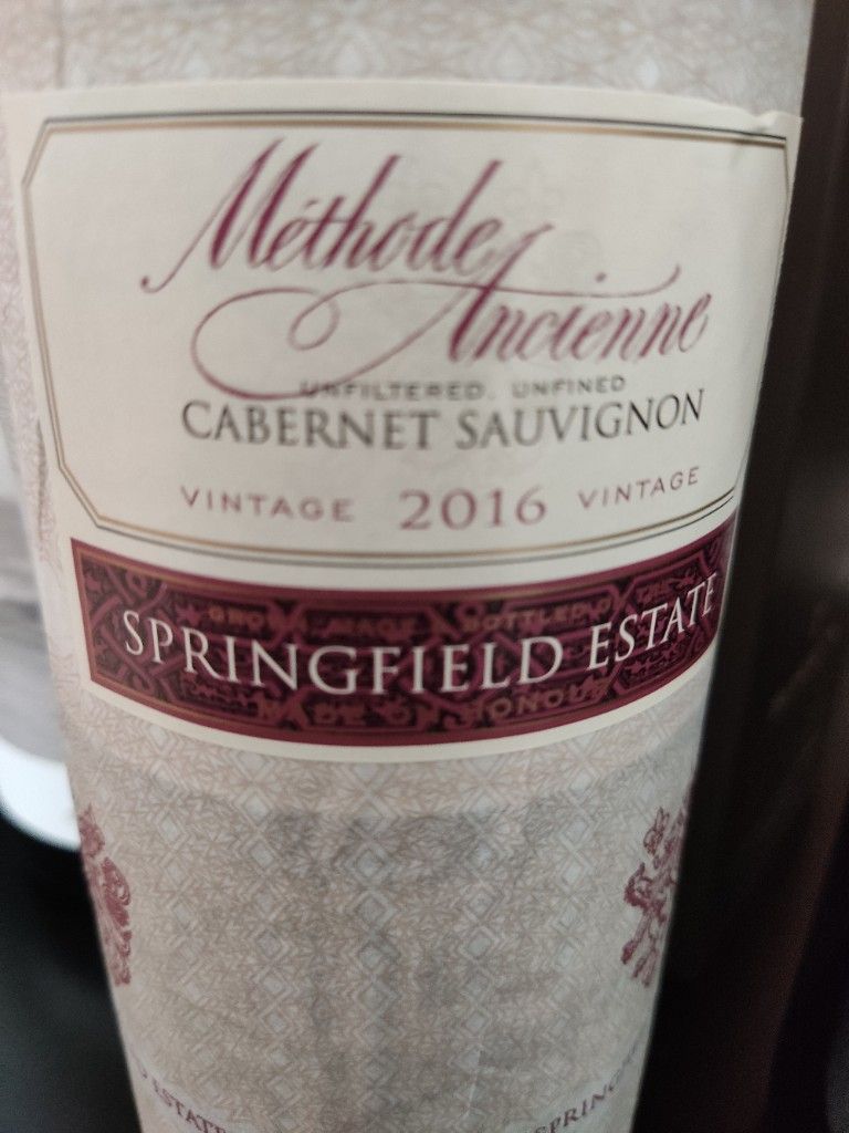 2016 Springfield Estate Cabernet Sauvignon Méthode Ancienne, South ...